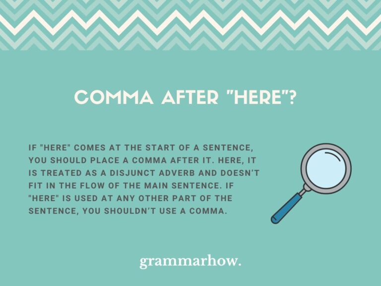 Comma after "Here"? (Helpful Examples)