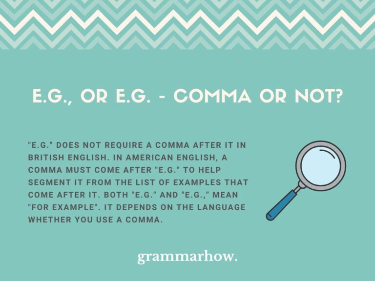 E.g., or e.g. - Comma or Not? (UK vs. US)