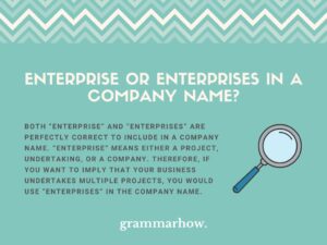 Enterprise or Enterprises in a Company Name? (Examples)