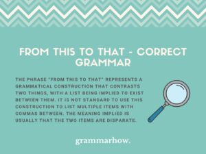 From This to That - Correct Grammar & Example Sentences