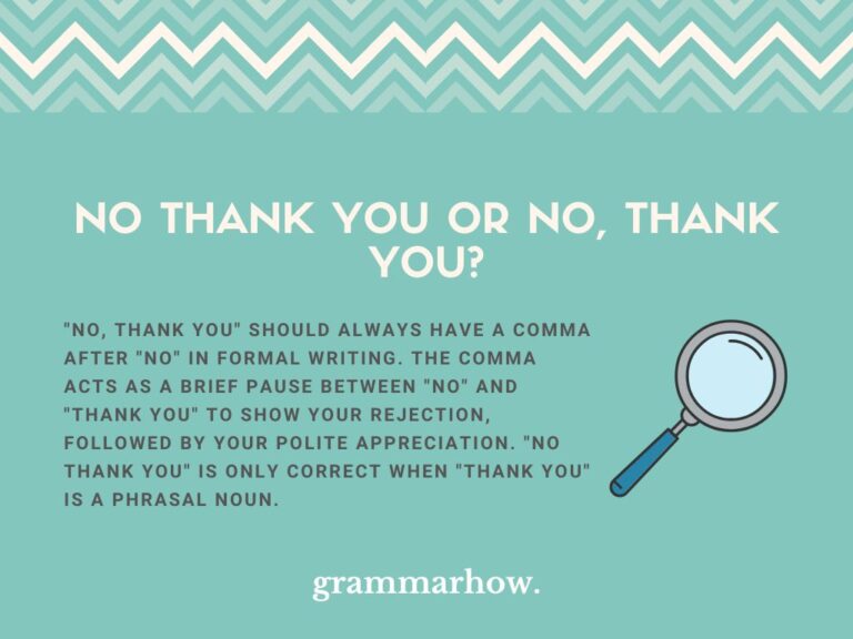 No Thank You or No, Thank You? (Comma Rules Explained)