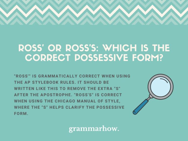 Ross' or Ross's? (Correct Possessive Form)