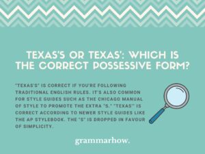 Texas's or Texas'? (Correct Possessive Form)