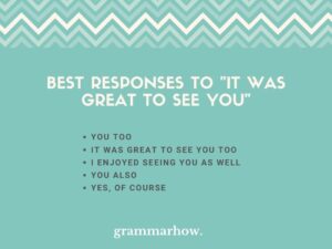 11 Best Responses to "It Was Great to See You"