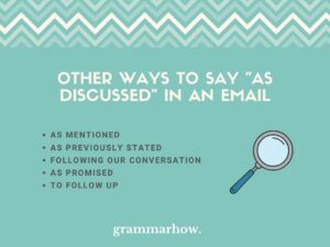 10 Other Ways to Say "As Discussed" in an Email
