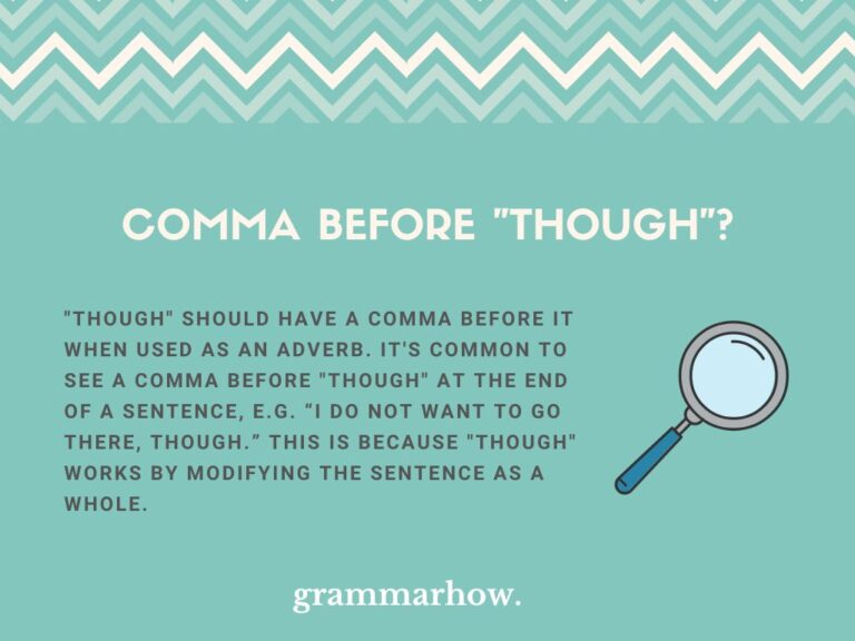 Comma Before "Though"? (Helpful Examples)