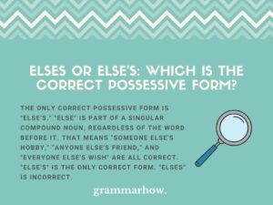 Elses or Else's? (Correct Possessive Form)