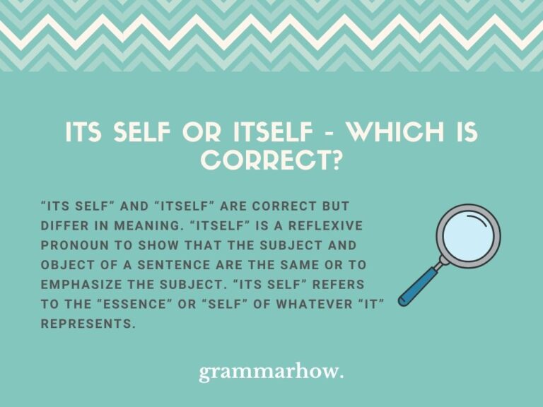 Its self or Itself - Which Is Correct?