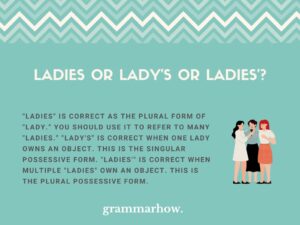 Understanding Ladies, Lady’s, and Ladies’ with Examples