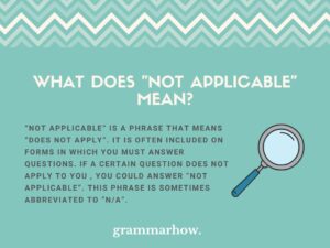 Not Applicable - Meaning & Example Sentences