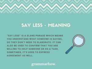 Say Less - Meaning & Example Sentences
