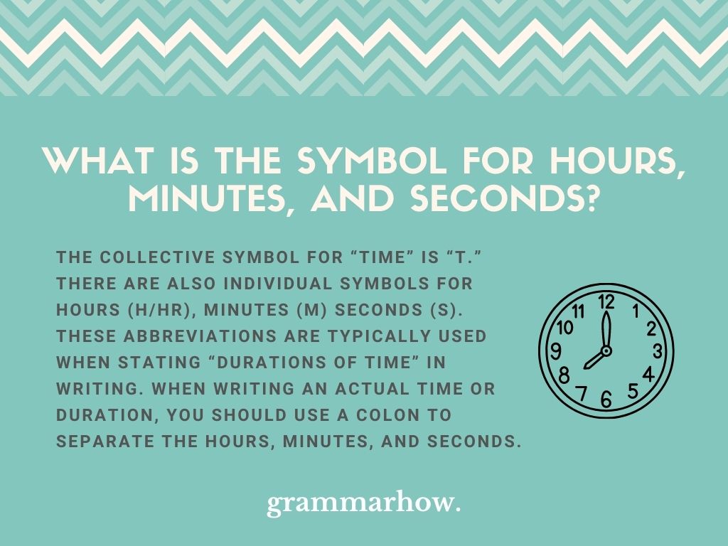 What Is The Symbol For Hours Minutes And Seconds 
