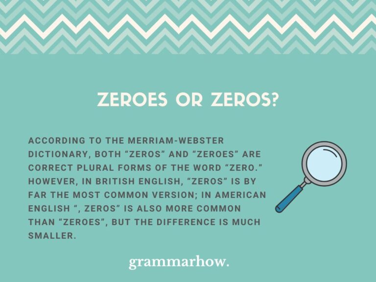 Zeroes or Zeros? (American English vs. British English)