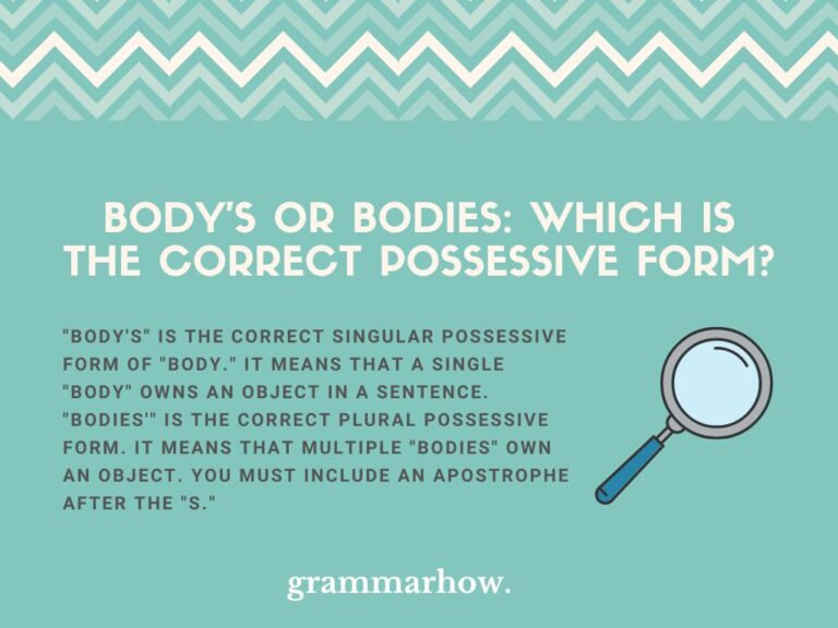 Body's or Bodies? (Correct Possessive Form)