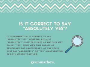 Is It Correct to Say “Absolutely Yes”?