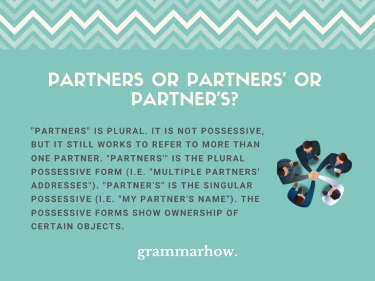 Partners or Partners' or Partner's? (Helpful Examples)