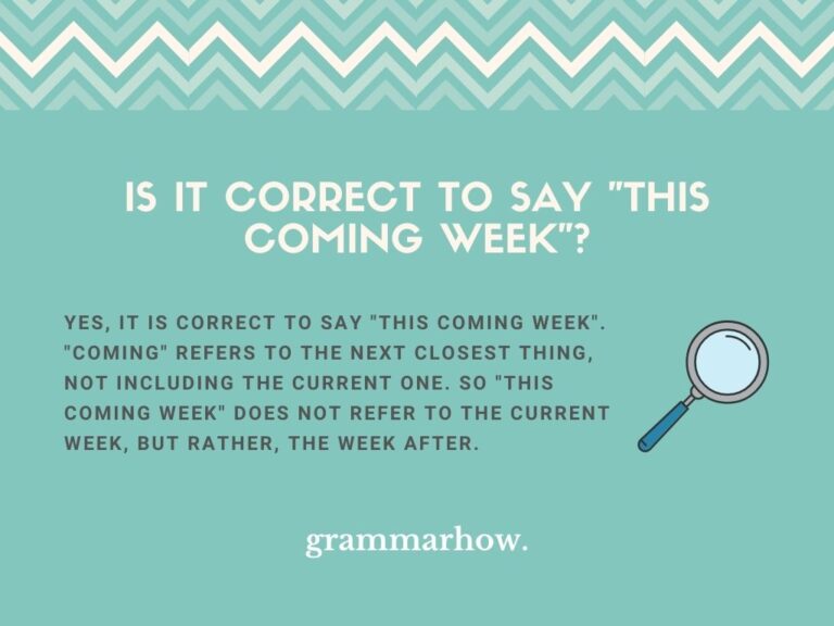 Is It Correct to Say "This Coming Week"?