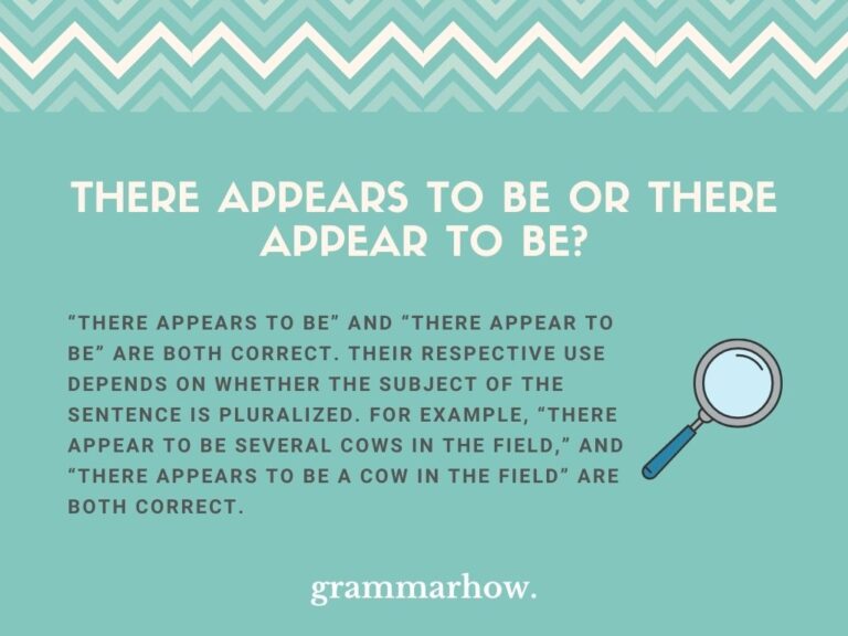 There Appears to Be or There Appear to Be?