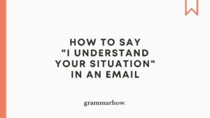 How to Say "I Understand Your Situation" in an Email